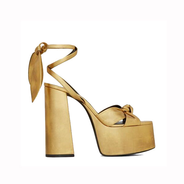 Gold DONIO Block Heel Platform Sandals | i The Label – I The Label