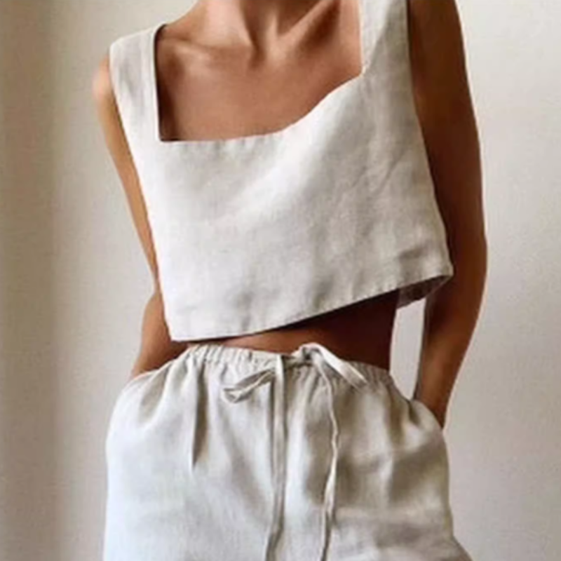 Linen DITUS Cropped Tank Top | i The Label – I The Label