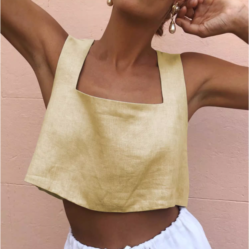 Yellow DITUS Cropped Tank Top | i The Label – I The Label
