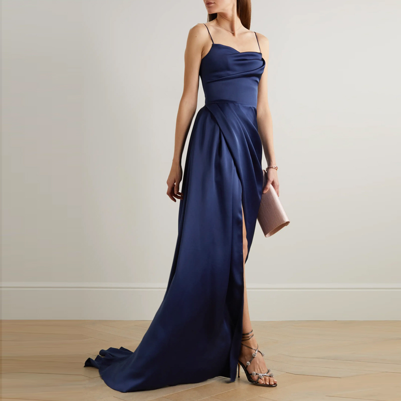 Navy DUITE Slip Evening Dress Gown | i The Label – I The Label