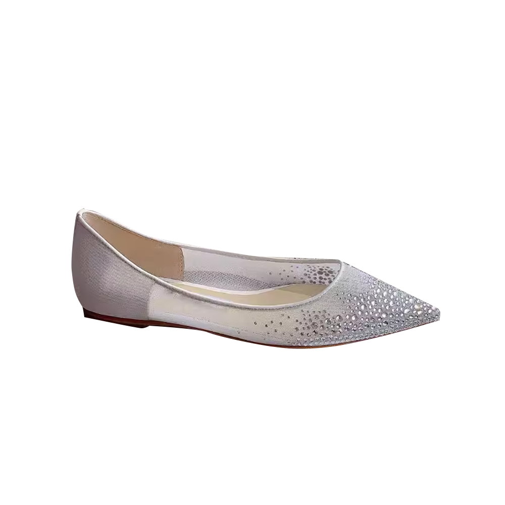 White FUITA Diamante Flats | i The Label – I The Label