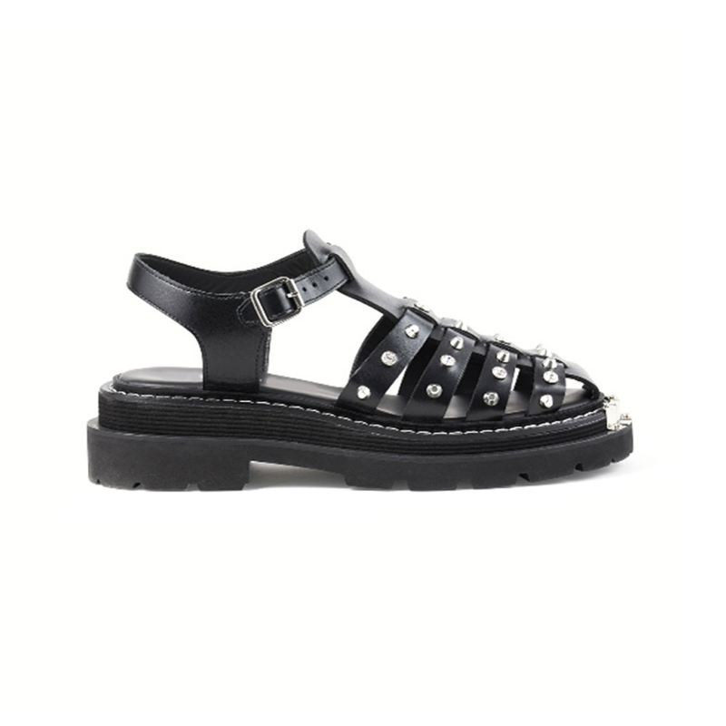 Black HENRA Studded Platform Sandals | i The Label – I The Label
