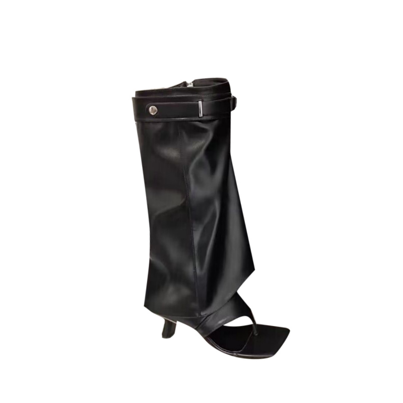 Black JUDEU Flip Flop Knee High Boots| i The Label – I The Label