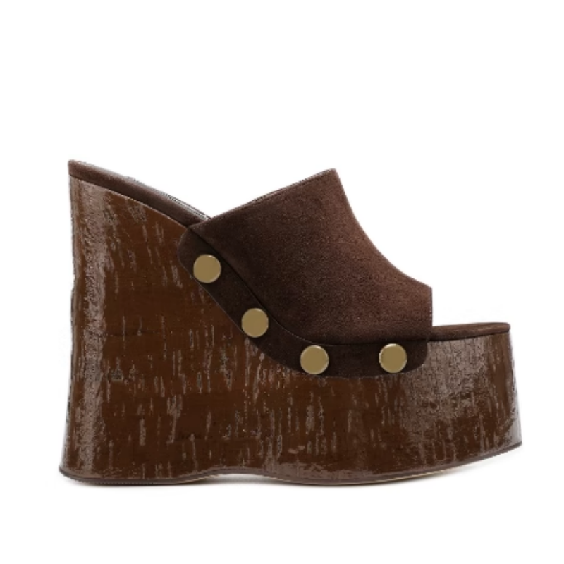 Dark Brown JUKCA Studded Platform Mules Sandals | i The Label – I The Label