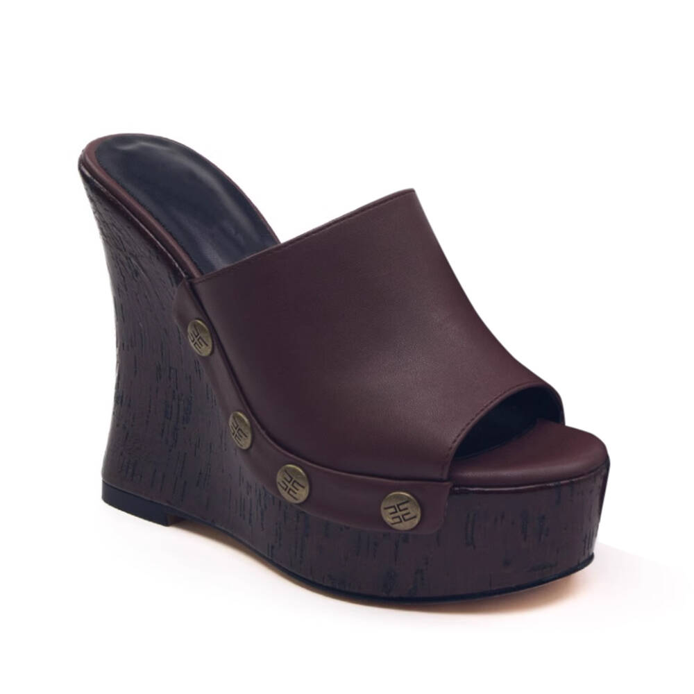 Brown JUKCA Studded Platform Mules Sandals | i The Label – I The Label