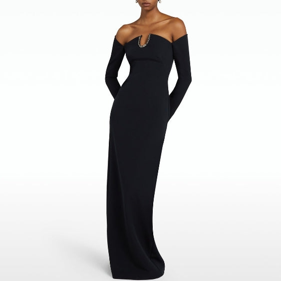 Black KAIVE Off-Shoulder Maxi Evening Dress Gown | i The Label – I The ...