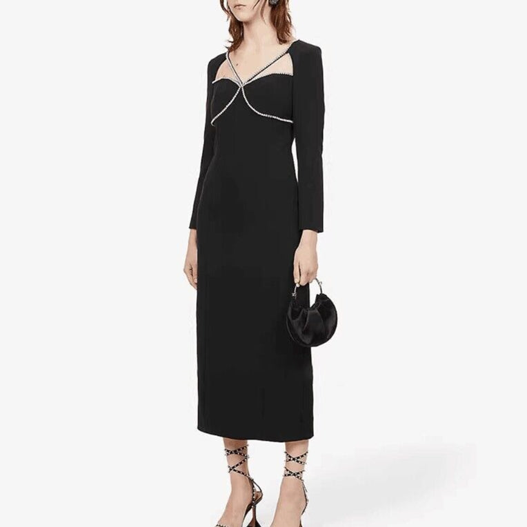 Black KETHI Diamante Evening Dress Gown| i The Label – I The Label