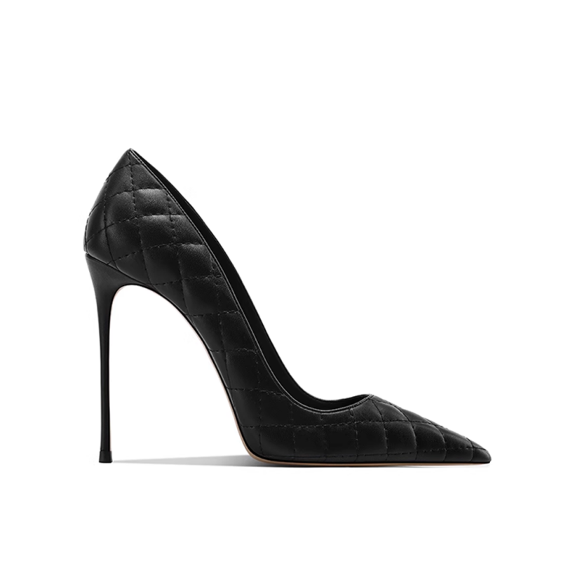 Black KIAZA Quilted High Heel Pumps - 10cm | i The Label – I The Label