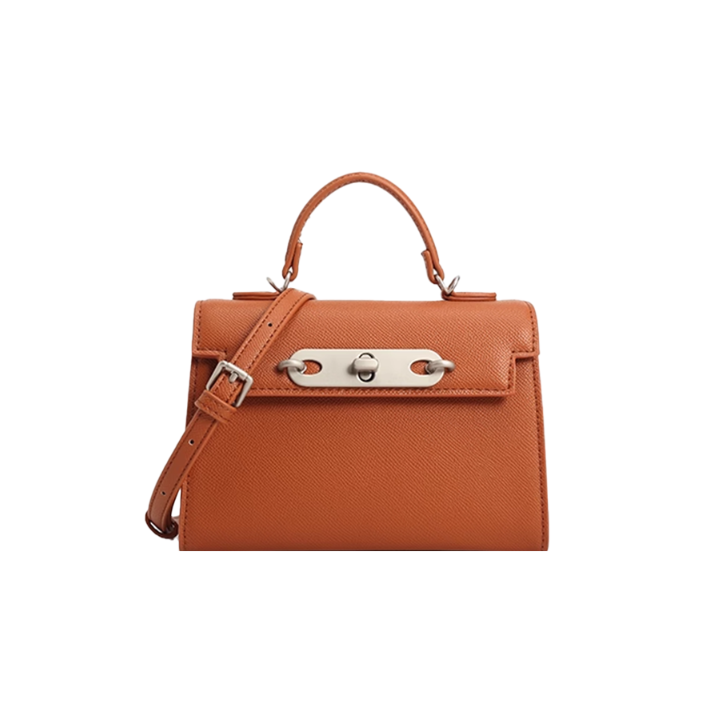 Brown KITHA Metal Lock Tote Bag | i The Label – I The Label