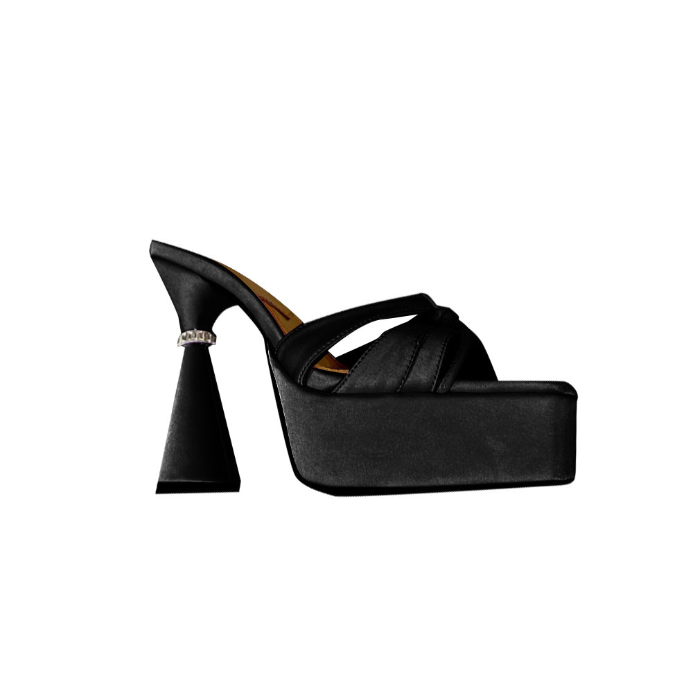 Black LAKIO Platform Mules Sandals| i The Label – I The Label