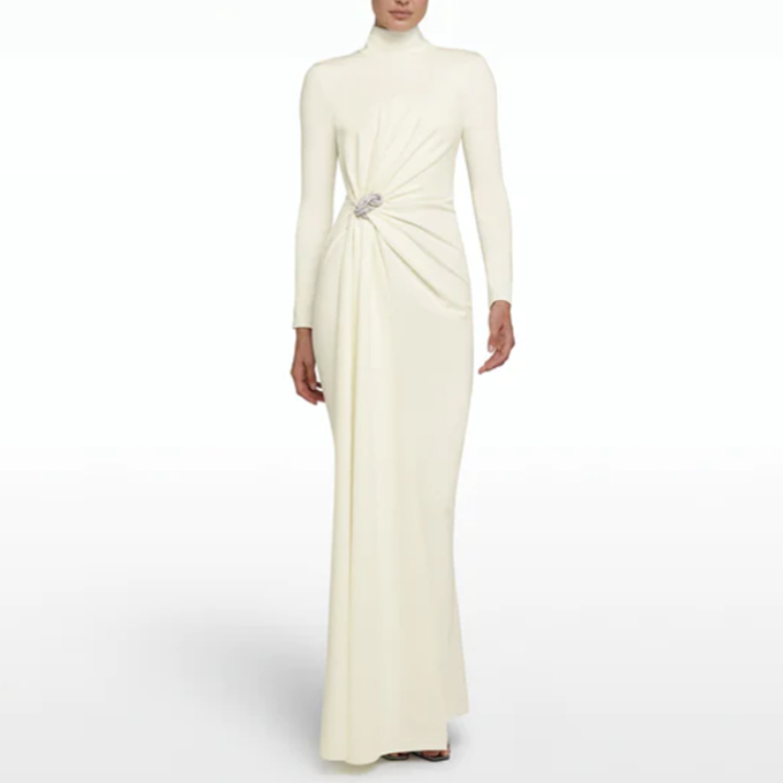 White LATTI Diamante Fold Detailed Evening Dress Gown | i The Label – I ...