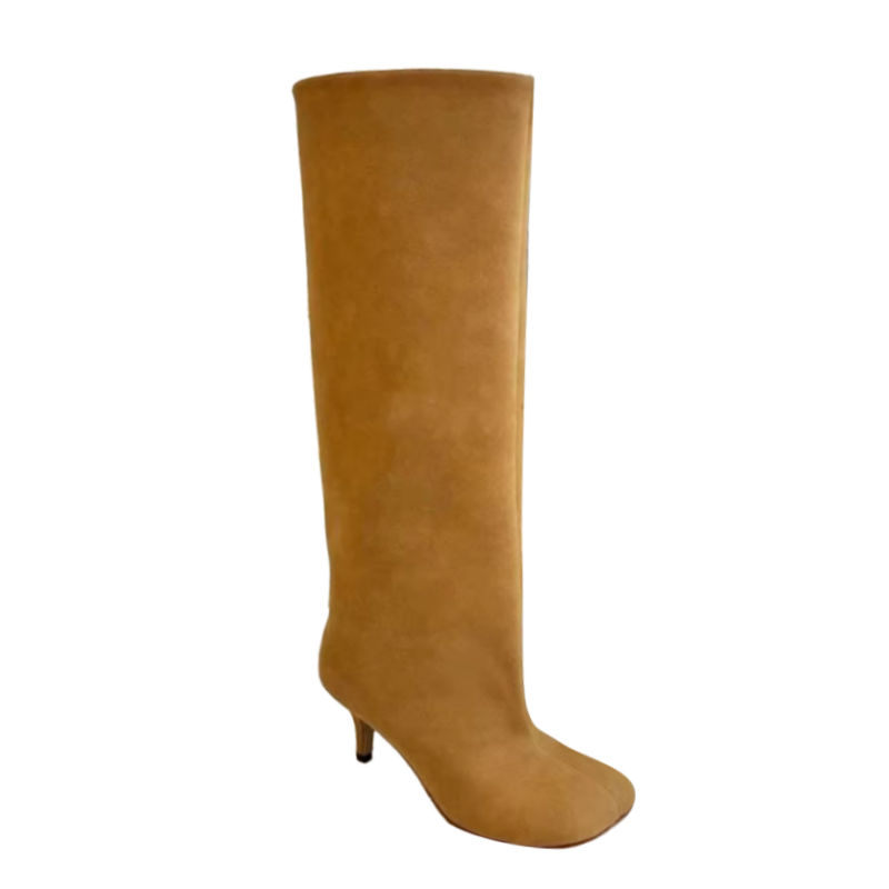 Yellow NUISE Suede Knee High Boots | i The Label – I The Label