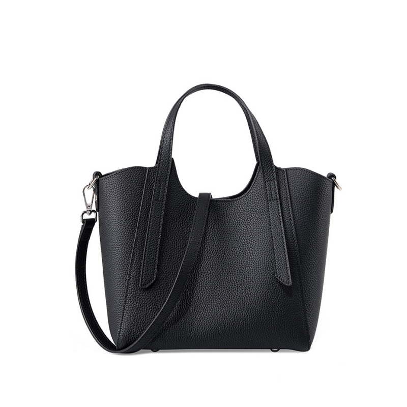 Black POLEE Leather Tote Bag | i The Label – I The Label