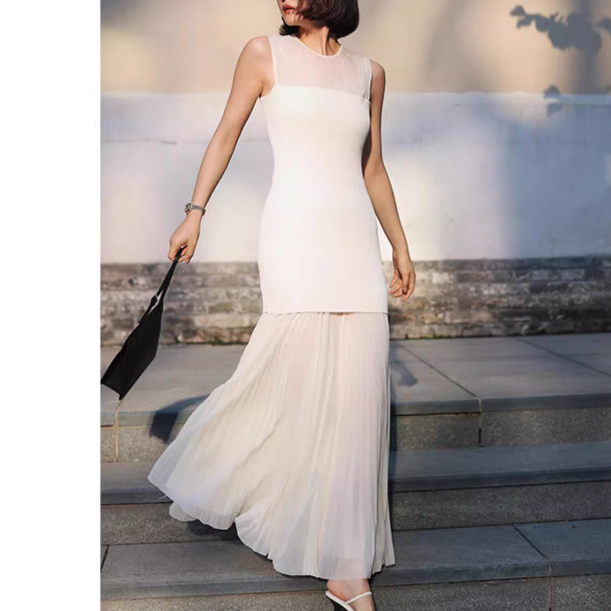 White PULOM Fold Hem Tank Dress | i The Label – I The Label