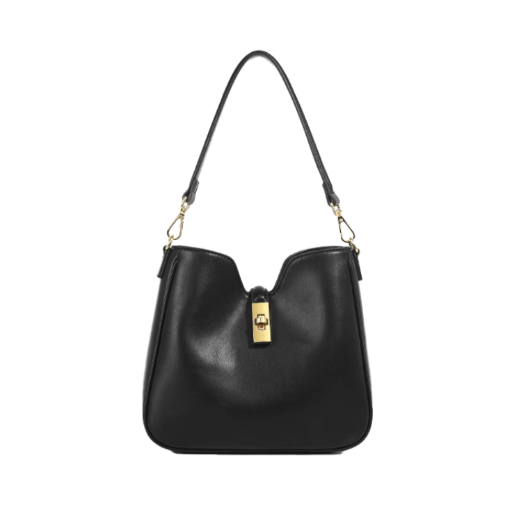 Black RATSU Metal Lock Bucket Bag | i The Label – I The Label