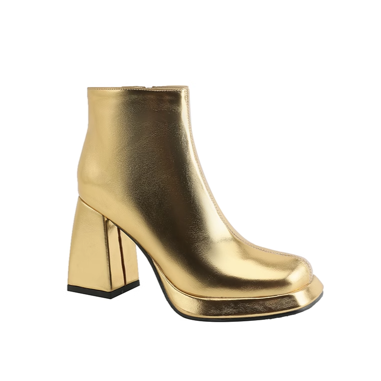 Gold ROATI Block Heel Ankle Boots | i The Label – I The Label