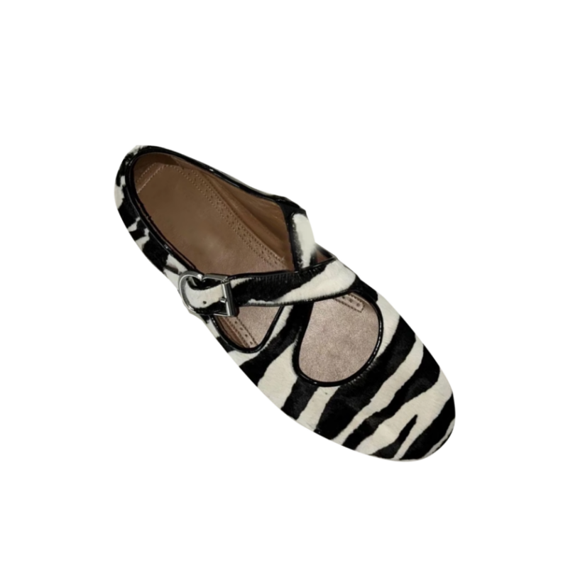 Black White ROSLA Cross Strap Ballet Shoes | i The Label – I The Label