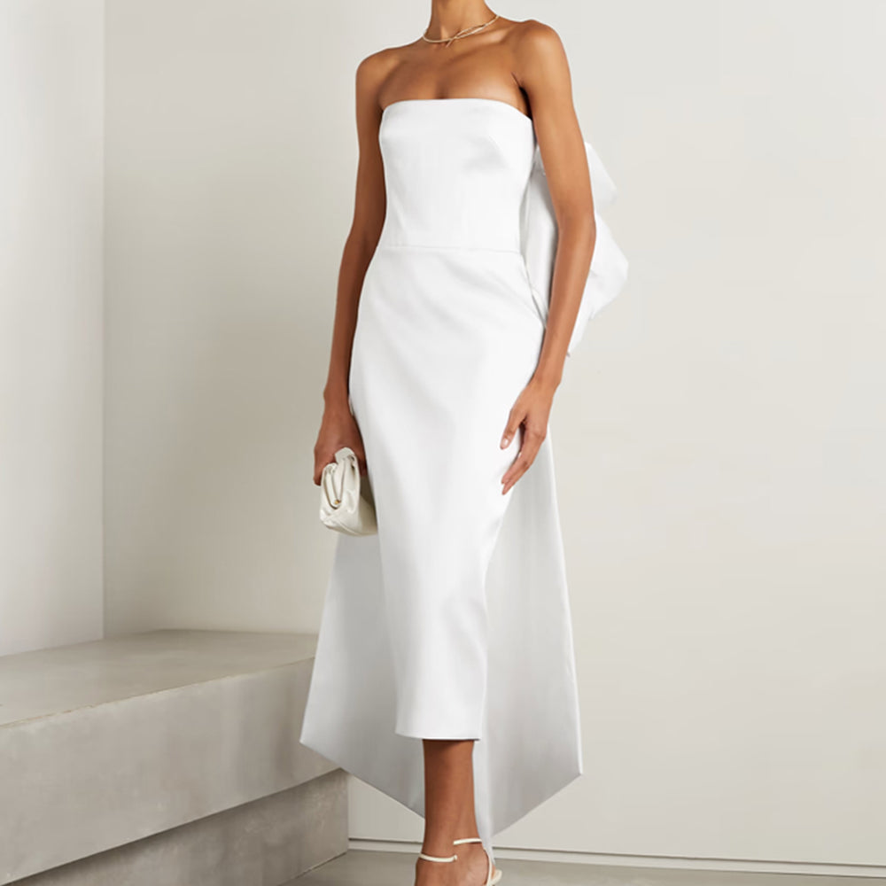 White SELLY Tube Midi Evening Dress Gown | i The Label – I The Label