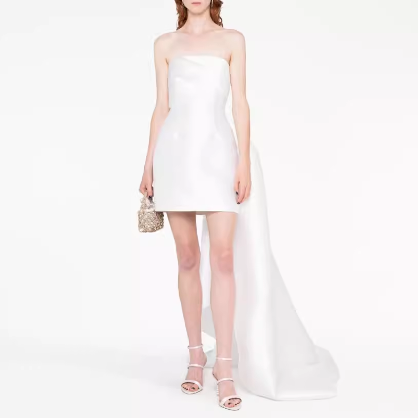 White SODRU Tube Mini Evening Dress Gown | i The Label – I The Label