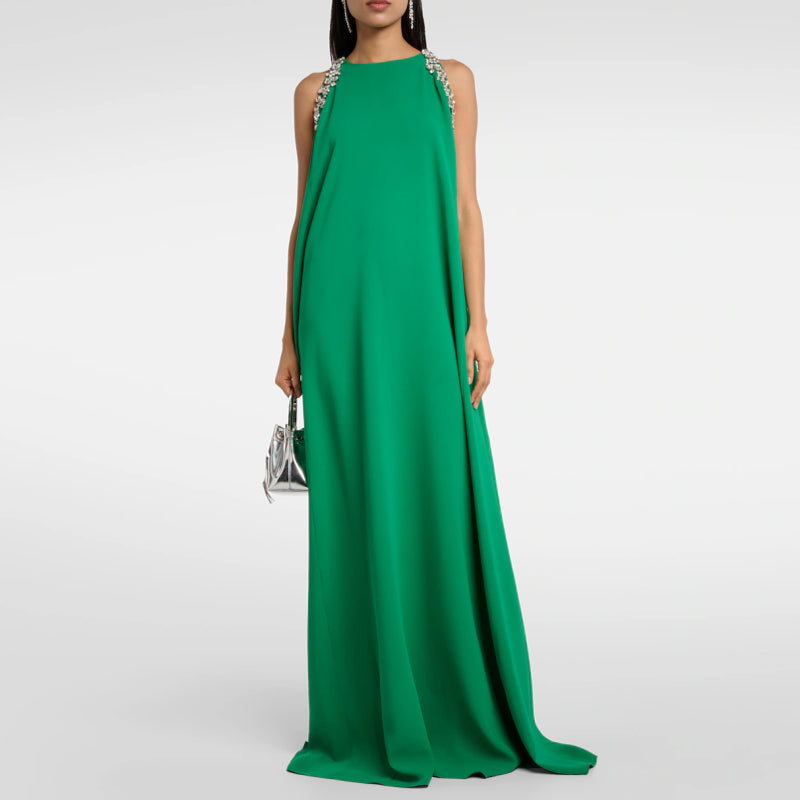 Green TORVE Diamante Maxi Evening Dress Gown | i The Label – I The Label