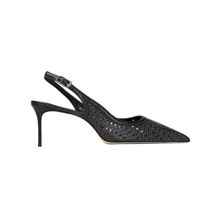 Black VLERA Cut Out Mid Heel Sandals - 6cm | i The Label – I The Label
