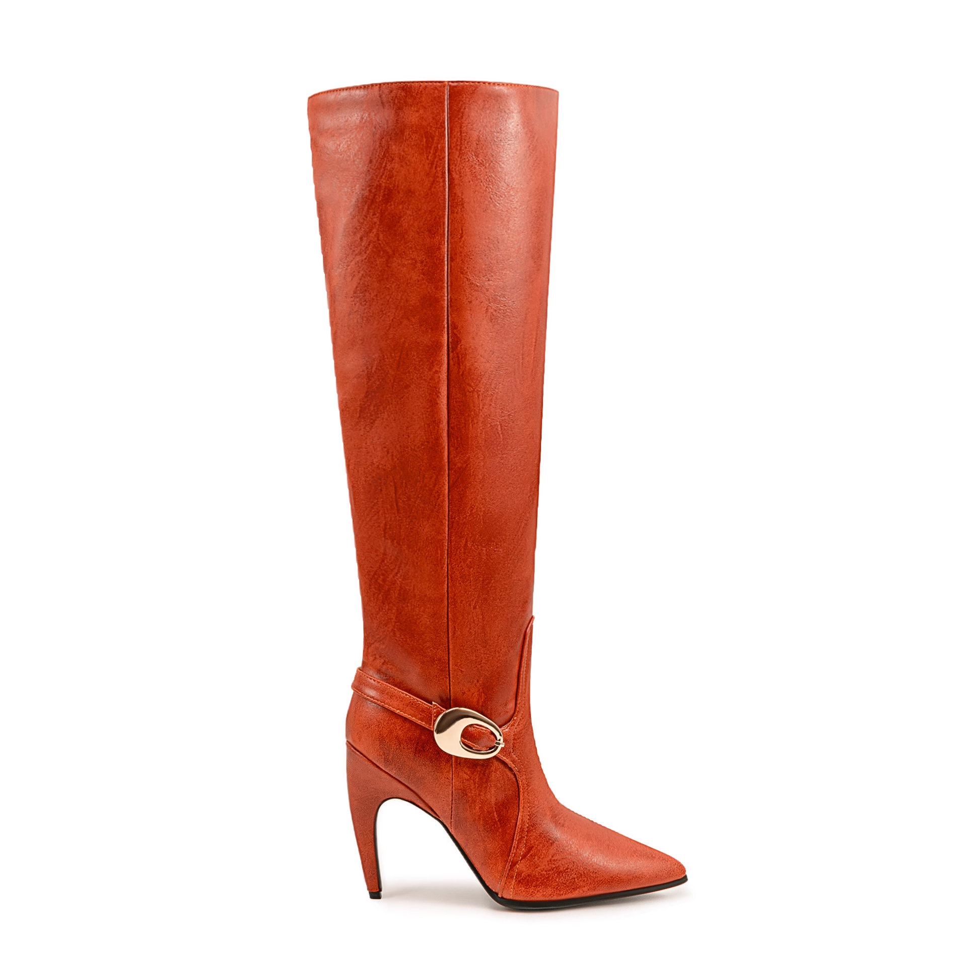 Orange VOMAN Metal Embellished Knee High Boots | i The Label – I The Label