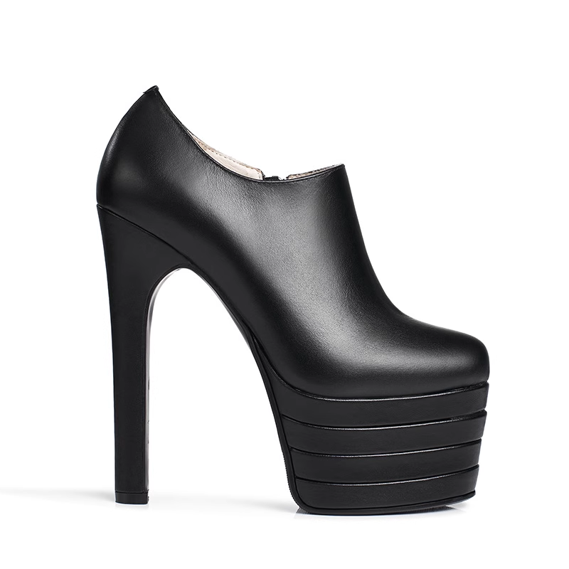 Black VUTGA Leather Platform High Heels | i The Label – I The Label