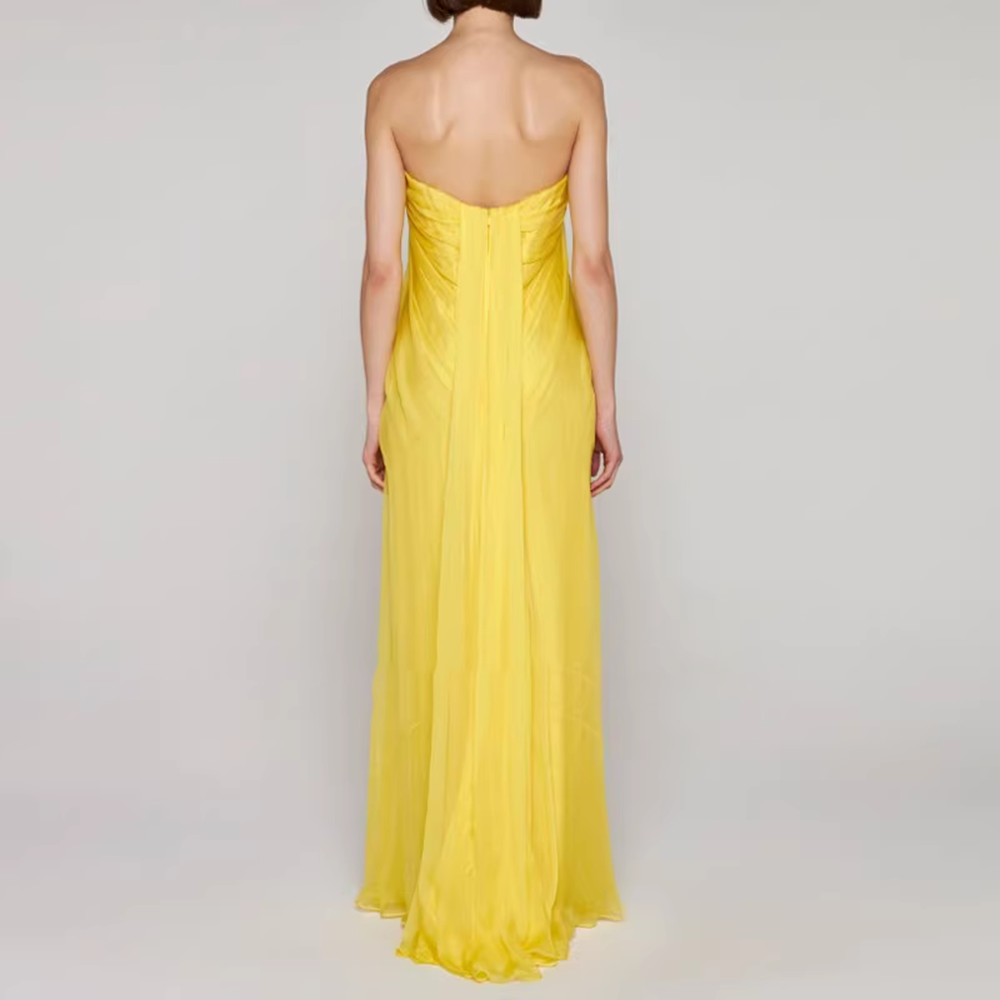 Yellow RONIY Fold Hem Evening Dress Gown | i The Label – I The Label