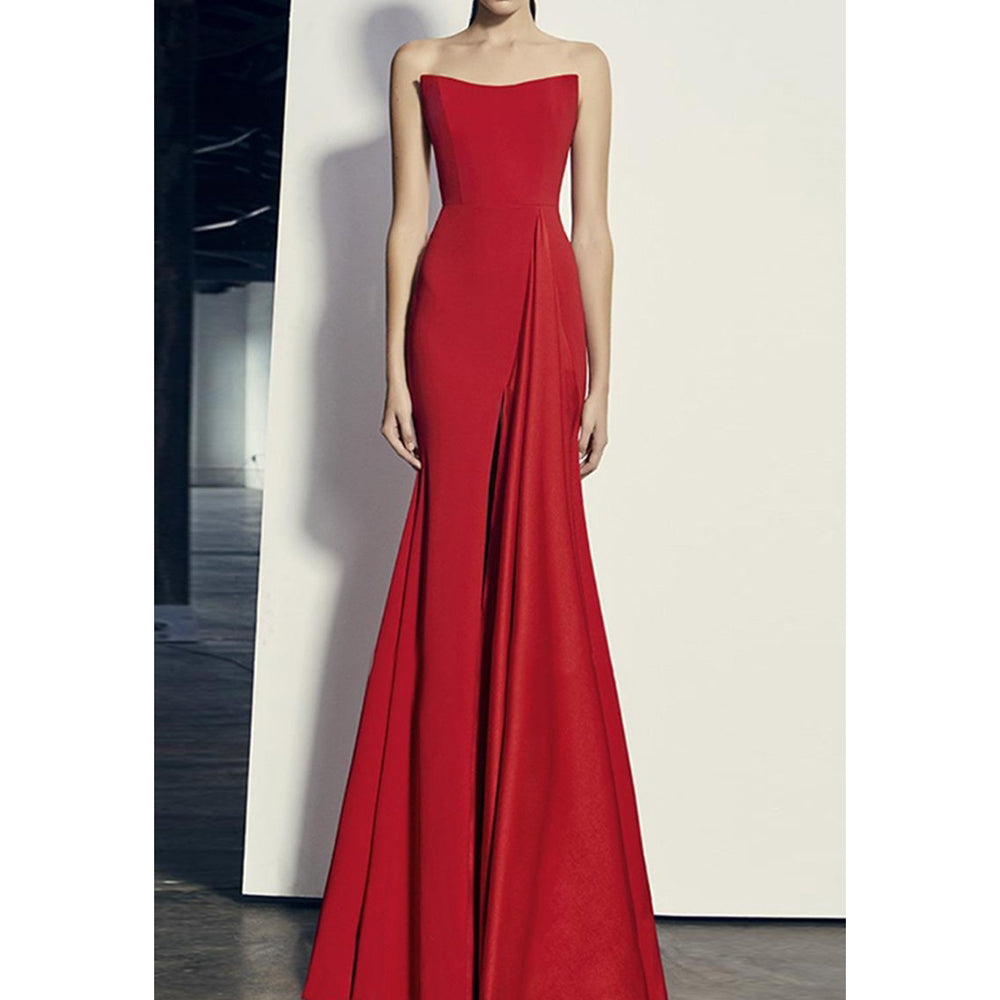 Red MACIO Maxi Tube Evening Dress Gown | i The Label – I The Label
