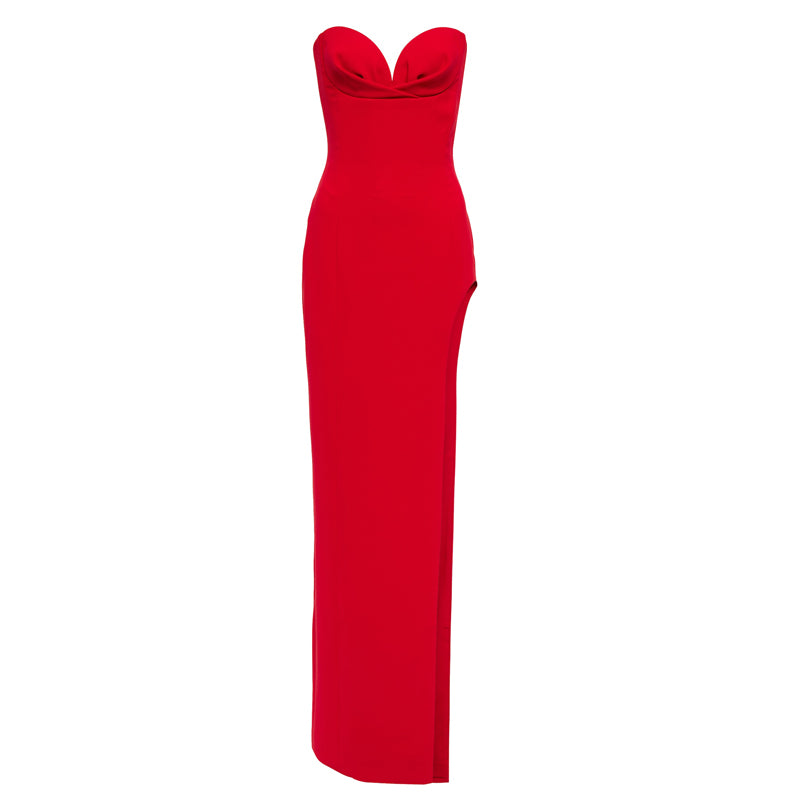 Red ROHAN Slip Tube Evening Dress Gown | i The Label – I The Label
